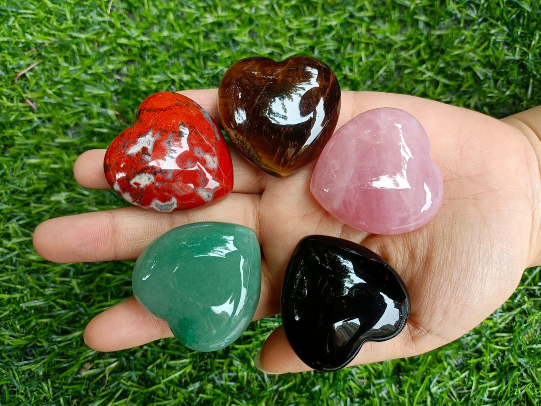 Large Heart Crystal Set of 5 V4 - Etsy