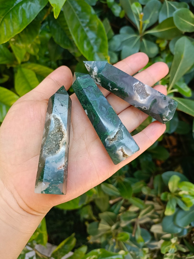AAA Moss Agate Point Tower 3 70-80mm - Etsy