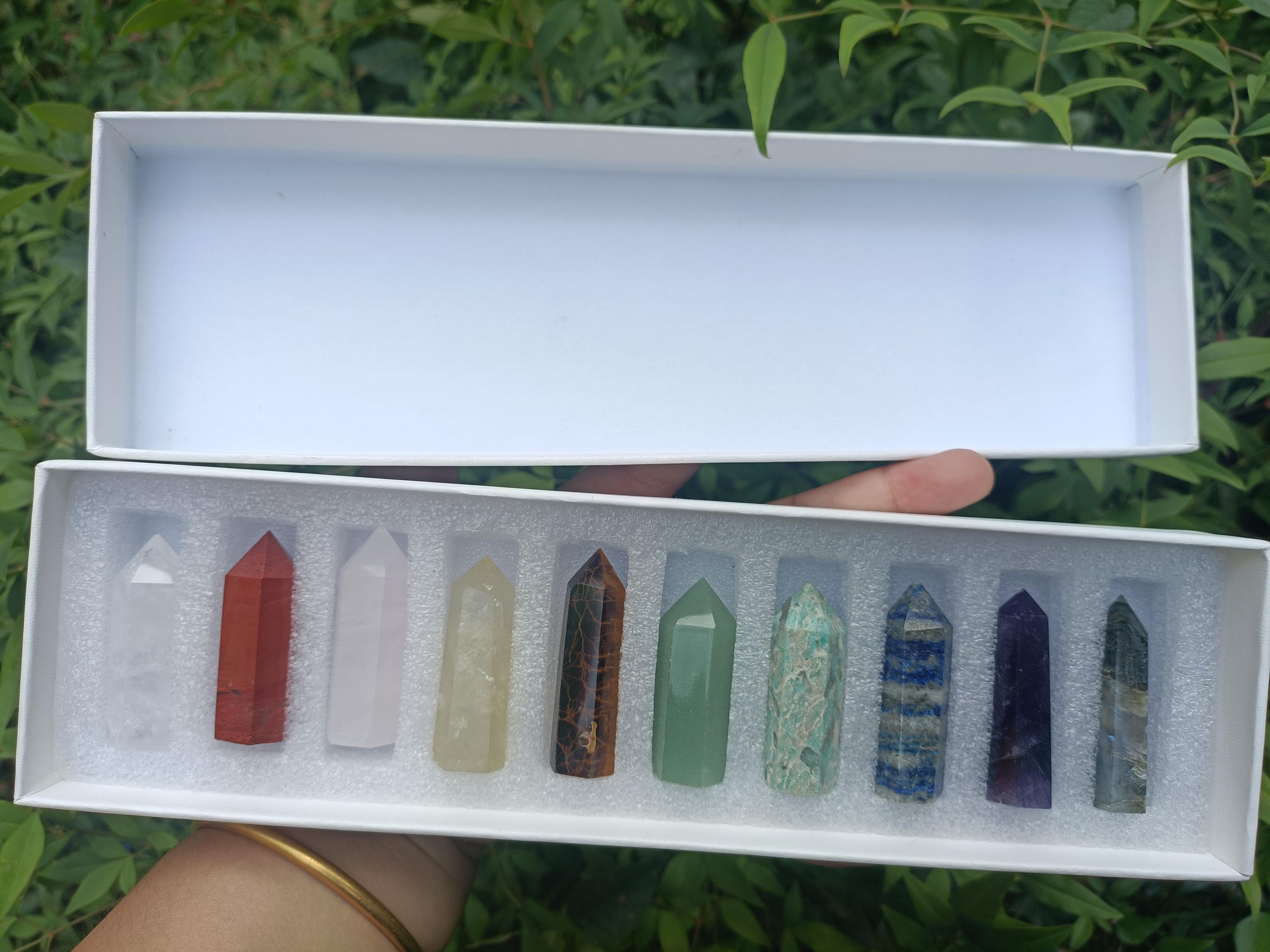 Crystal Tower Set of 10 in a Gift Box: Choose Your Natural Crystal ...