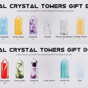Crystal Tower Set of 10 in a Gift Box: Choose Your Natural Crystal ...