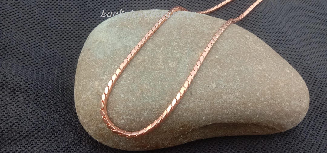 100% Solid Copper Wheat Chain Necklace Pendant, Real Copper Wheat 3 MM ...