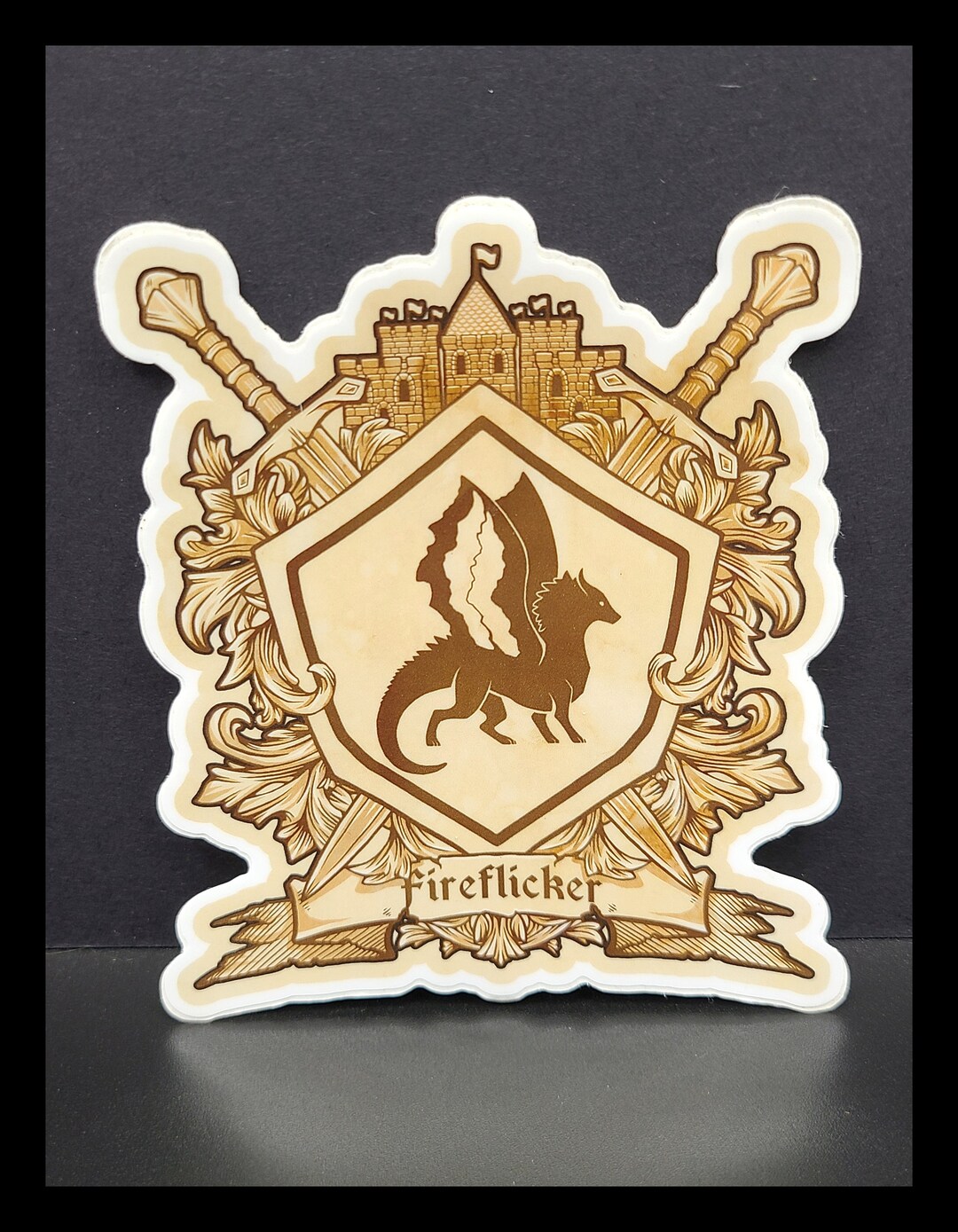 Fireflicker Heraldic Crest Sticker - Etsy