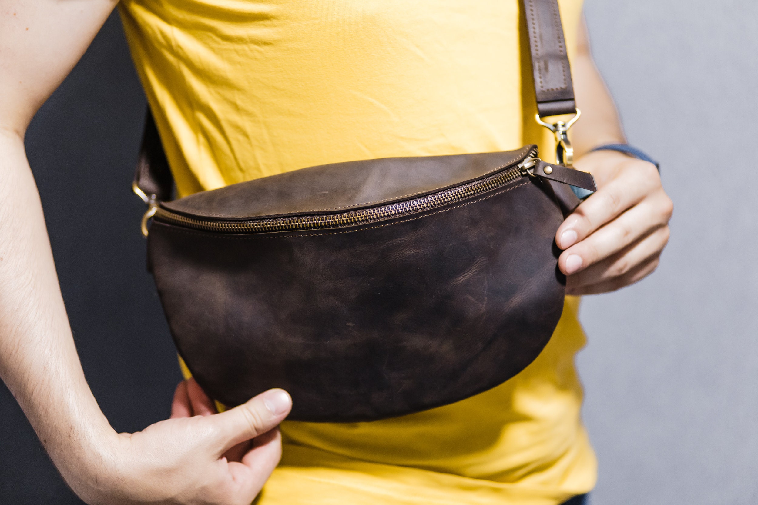 Full Grain Leather Belly Bag, Bum Bag, Waist Bag, Leather Belt Bag ...