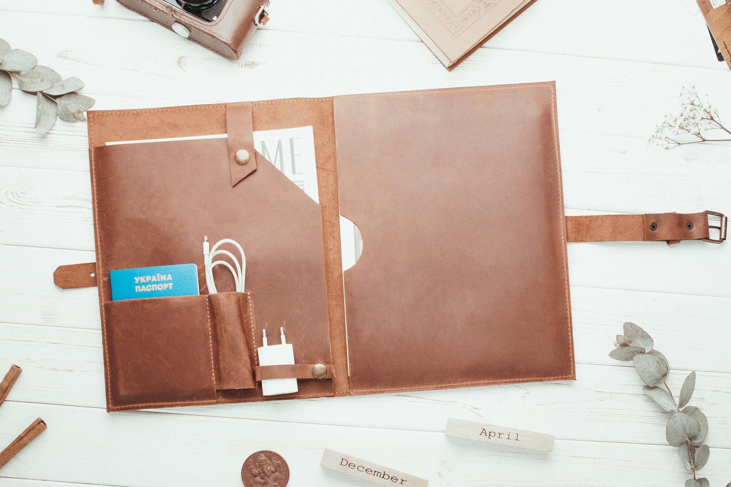 Personalized Leather Portfolio Letter Size Organizer Folders - Etsy