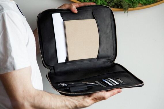 Personalized Leather Portfolio Custom Padfolio With Zipper - Etsy