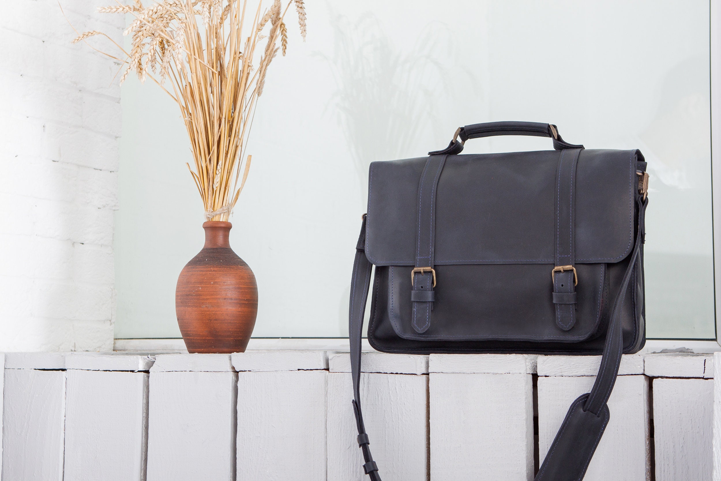 Leather Laptop BagSatchel bagLeather work bagLeather mens | Etsy