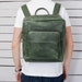 Minimalist Green Leather Backpack With Zipper - Etsy