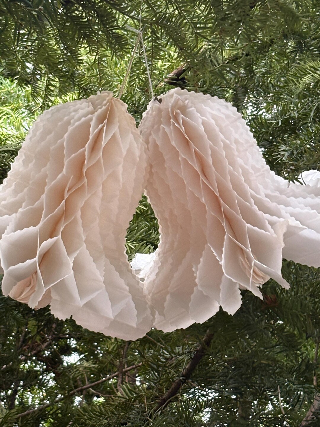 1970’s Set of 2 White Honeycomb Paper Bells, Shabby French Brocante ...