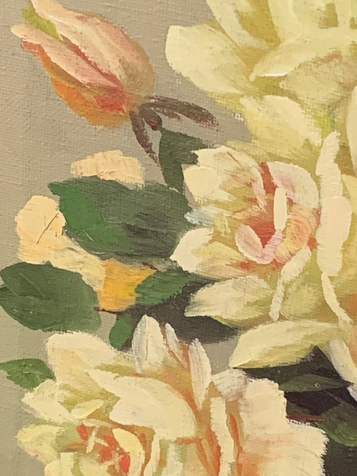 The Most Gorgeous Vintage Shabby Chic Yellow Rose Oil Painting - Etsy