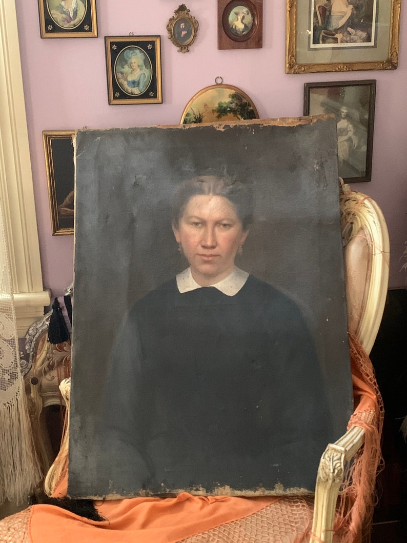 Authentic French Antique Matriarch Woman Oil Painting - Etsy