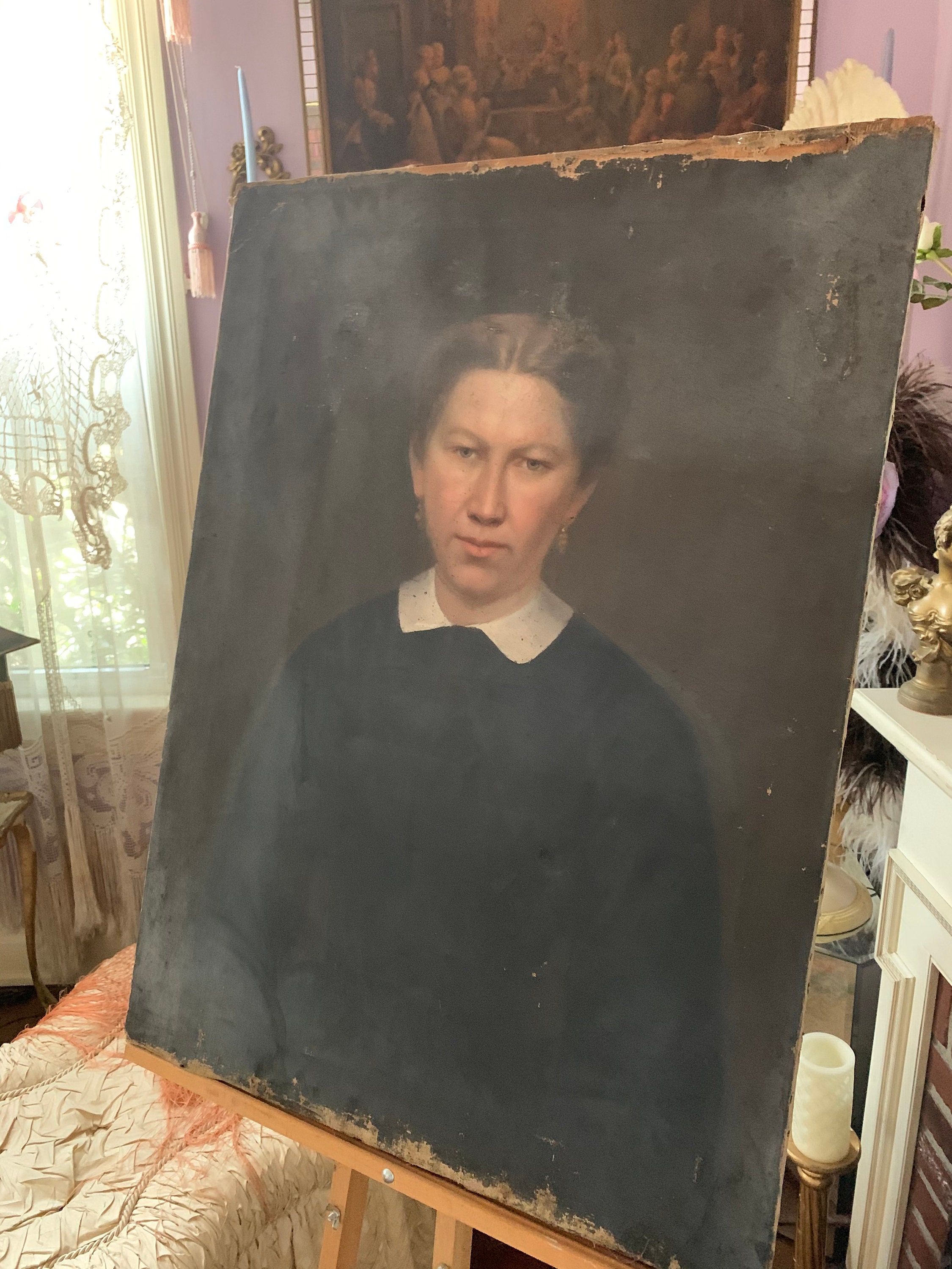 Authentic French Antique Matriarch Woman Oil Painting - Etsy