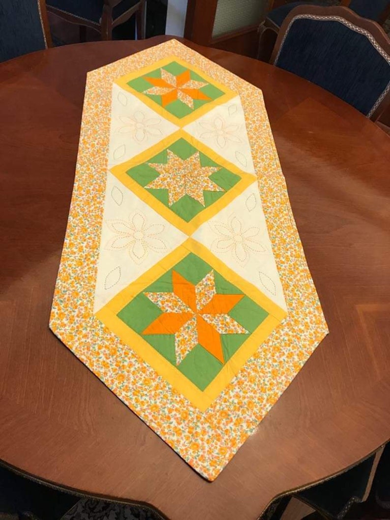 Hand Quilt Table Runner Patchwork Table Topper With Star - Etsy