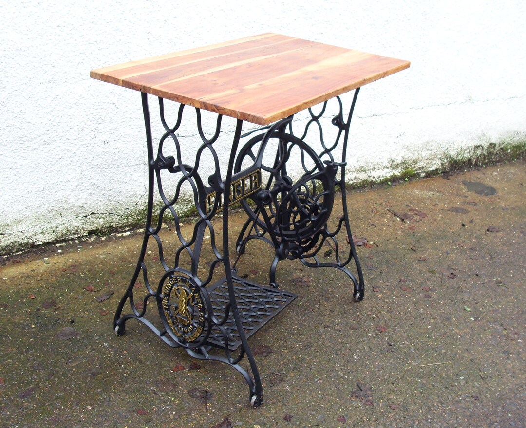 Singer Table Base Sewing Machine Cast Iron Treadle Antique Singer Table ...