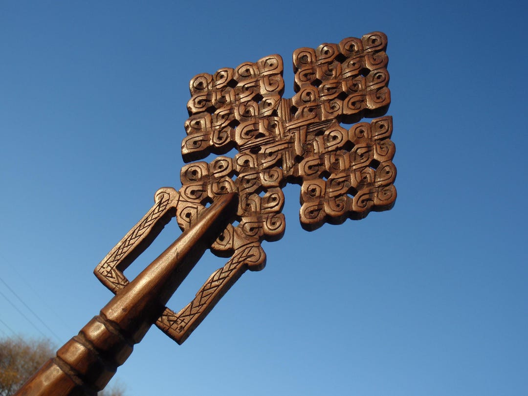 16" Large Vintage Ethiopian Wooden Procession Cross Coptic Cross ...