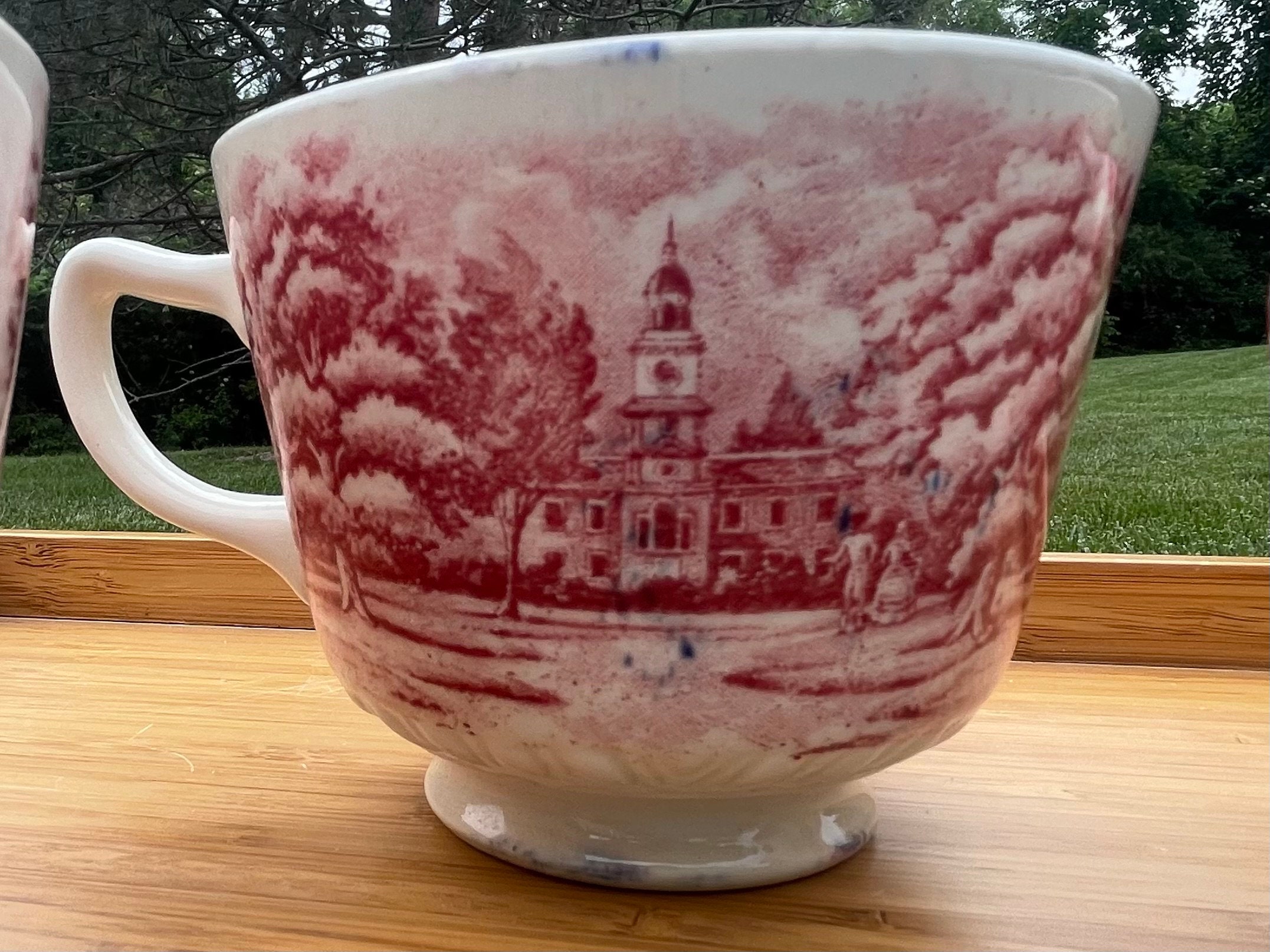 Historical America Toile Vintage Tea Cups - Etsy