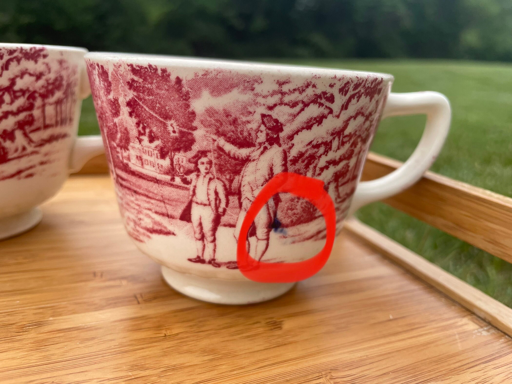 Historical America Toile Vintage Tea Cups - Etsy