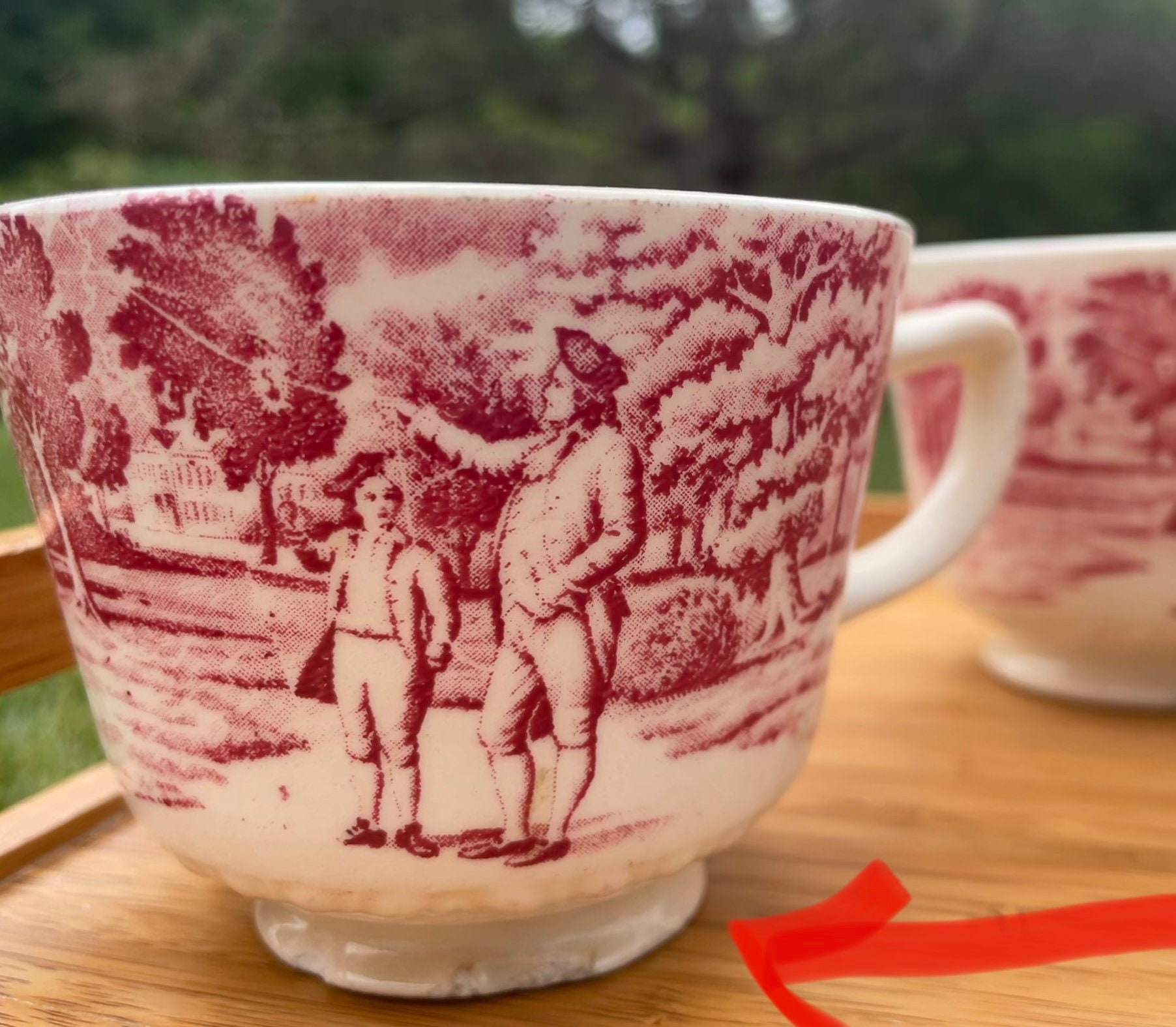 Historical America Toile Vintage Tea Cups - Etsy