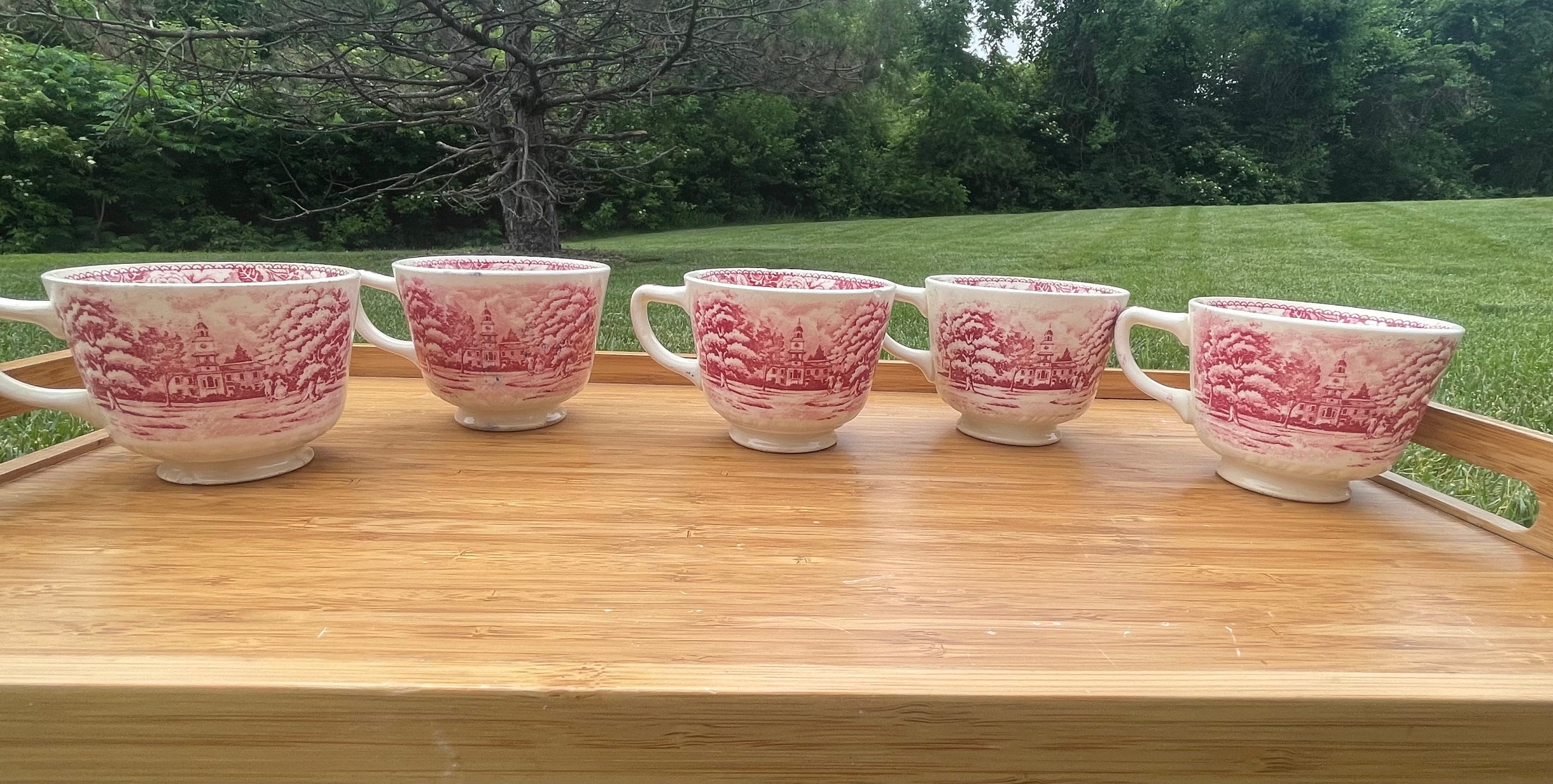 Historical America Toile Vintage Tea Cups - Etsy