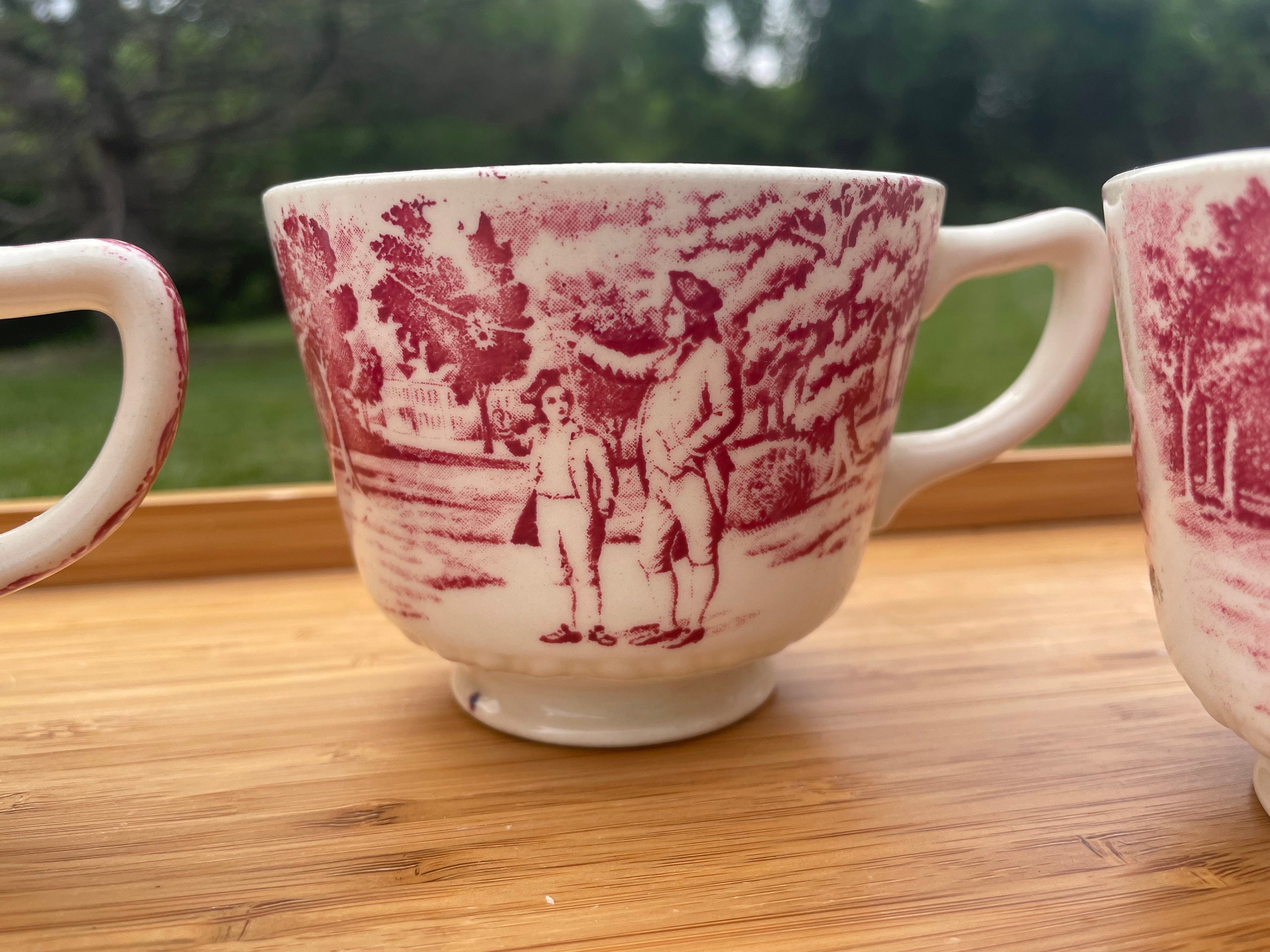 Historical America Toile Vintage Tea Cups - Etsy