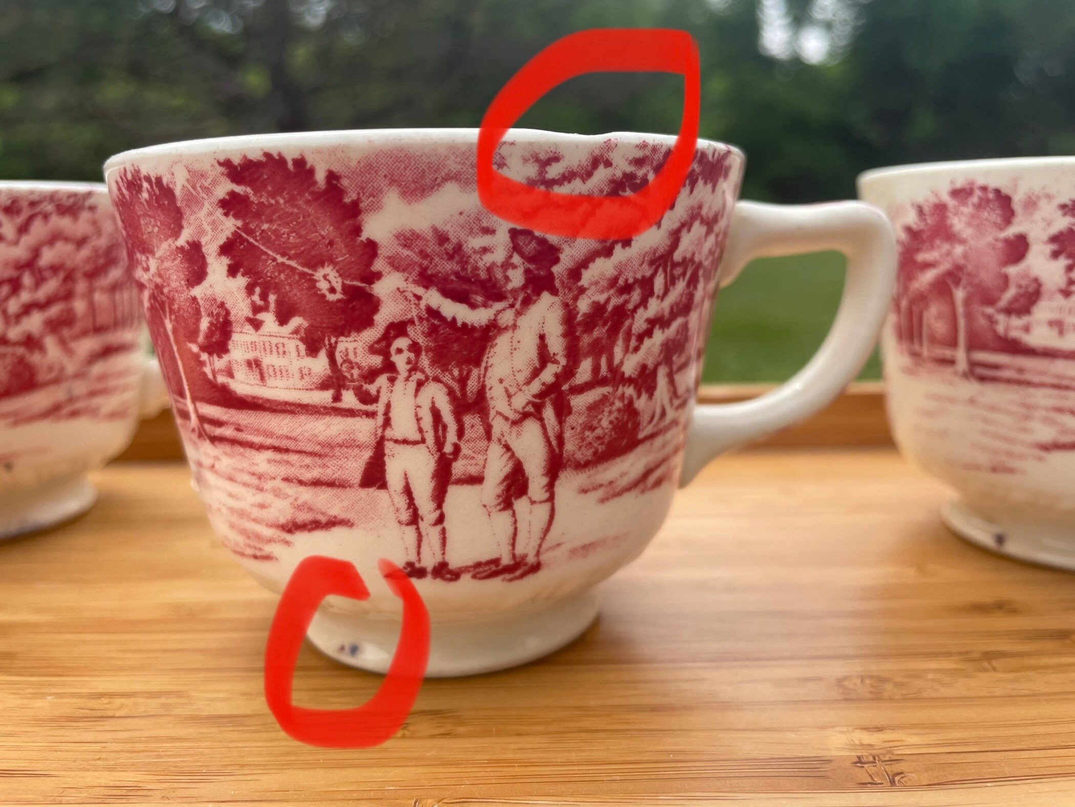 Historical America Toile Vintage Tea Cups - Etsy