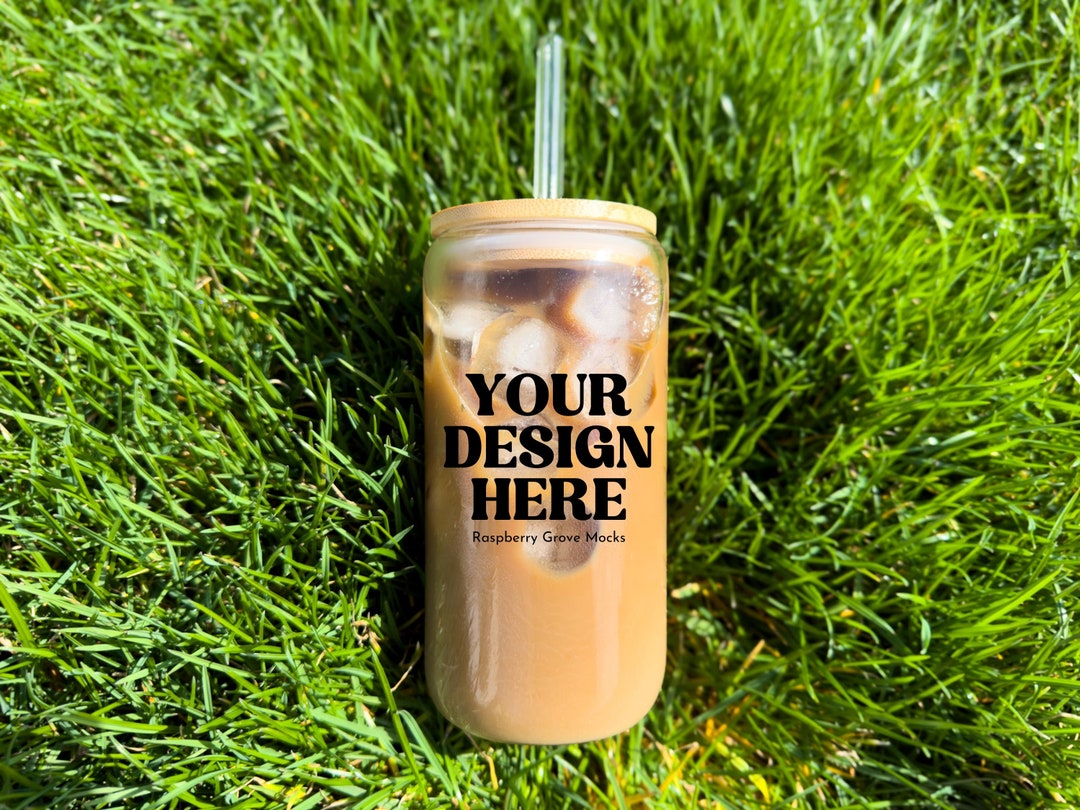 16 Oz Tumbler Mock Up, Glass Can Mockup, Libbey Glass Mockup With Lid ...