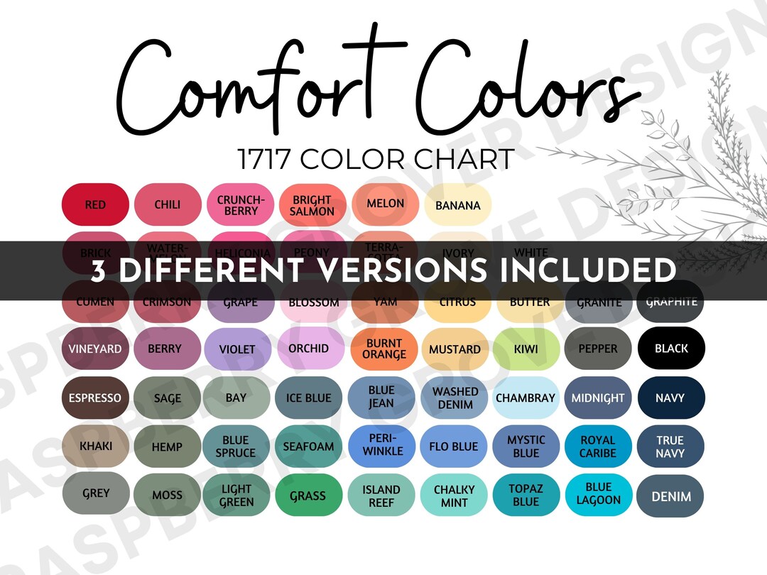 Comfort Colors 1717 Color Chart, Comfort Colors Swatch Mockup, Shirt ...