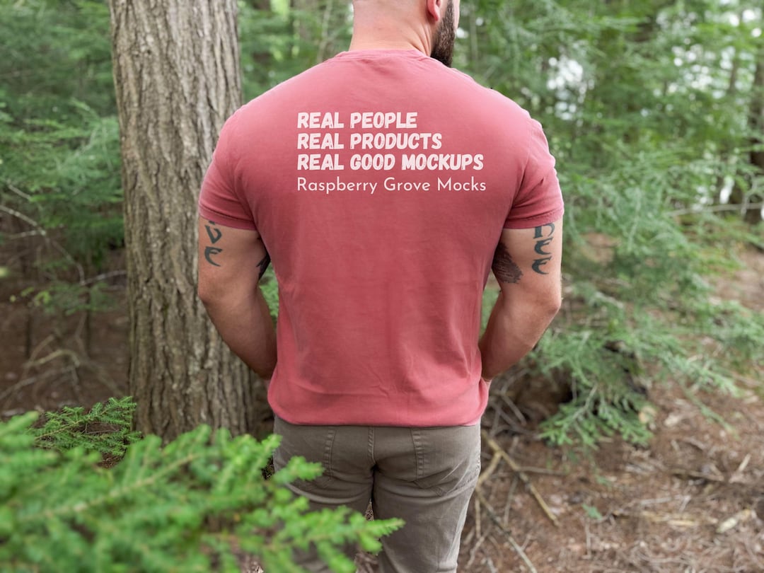 Mens Backside Mockup, Crimson Comfort Colors Back of Shirt Mock Up ...
