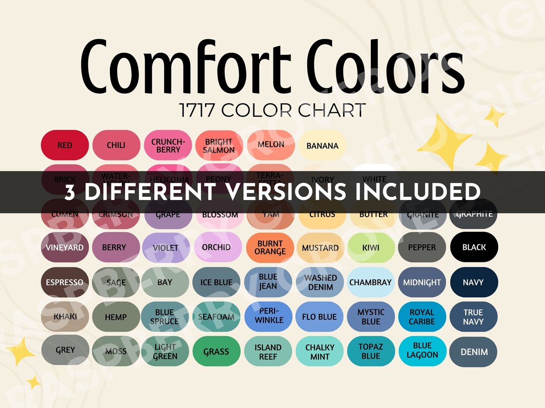 Comfort Colors Color Chart, Comfort Colors 1717 Swatch Mockup, Shirt ...