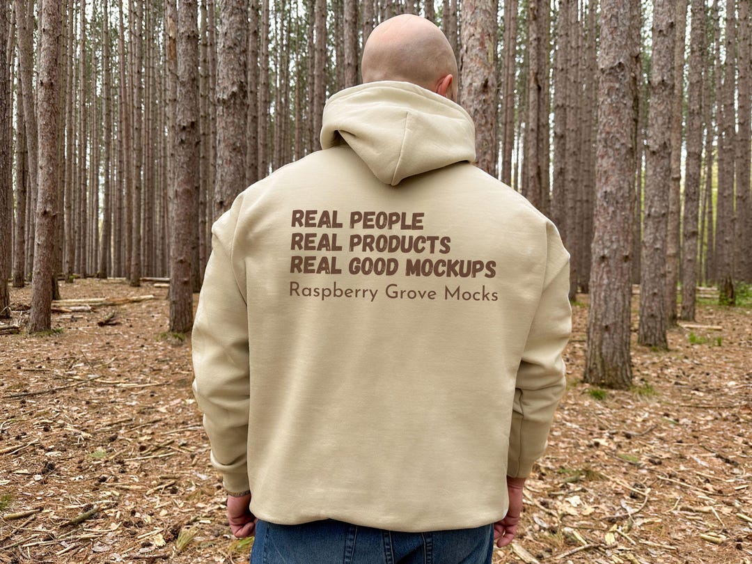 Back View Mockup Gildan 18500, Mens Sand Gildan 18500 Mockup Backside ...