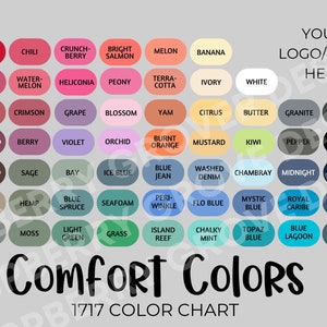 Comfort Colors Color Chart, Comfort Colors 1717 Swatch Mockup, Shirt ...