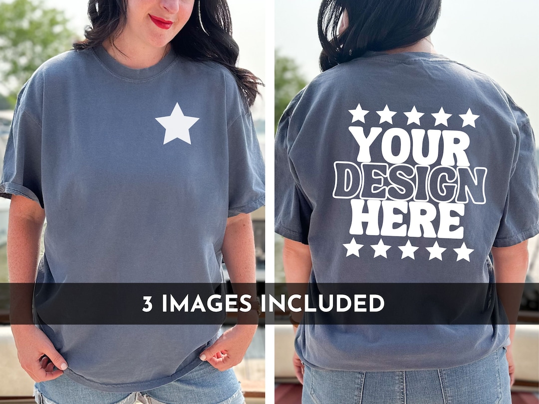 Denim Front and Back Mockup, Comfort Colors Backside Mockup, Denim Back ...