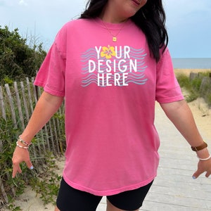 Comfort Colors Mock up Crunchberry 1717 Summer Mockup Oversized Tshirt ...