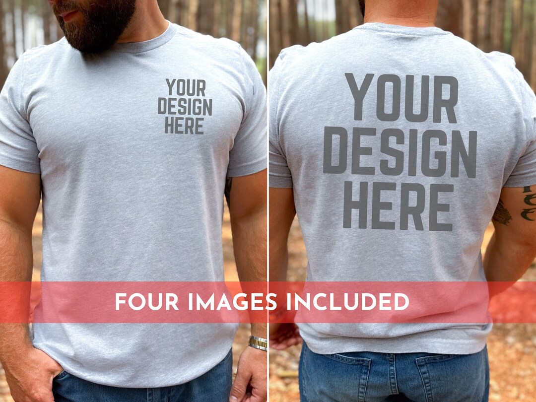 Front and Back Bella Canvas 3001 Mockup, Male Model 3001 Mockup, Bella ...