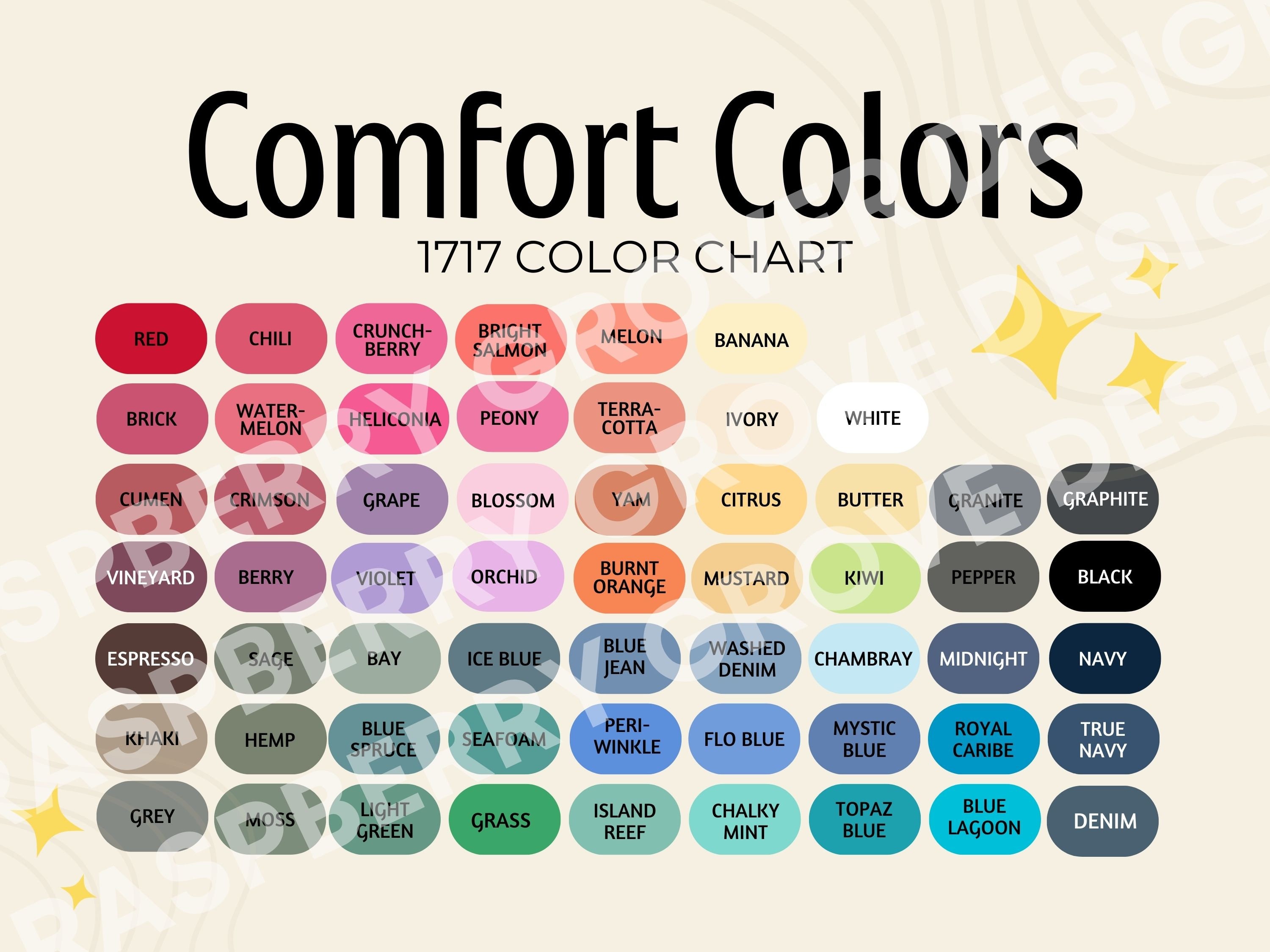 Comfort Colors Color Chart, Comfort Colors 1717 Swatch Mockup, Shirt ...