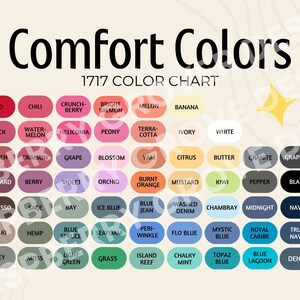 Comfort Colors Color Chart,comfort Colors 1717 Swatch Mockup, Color ...