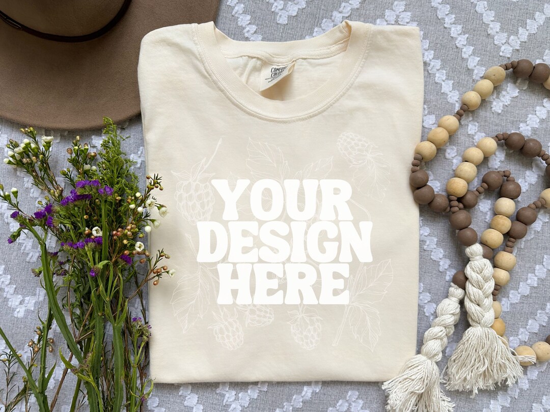 C1717 Ivory T-shirt Mock Up, Flatlay Ivory C1717 Mockup, Comfort Colors ...