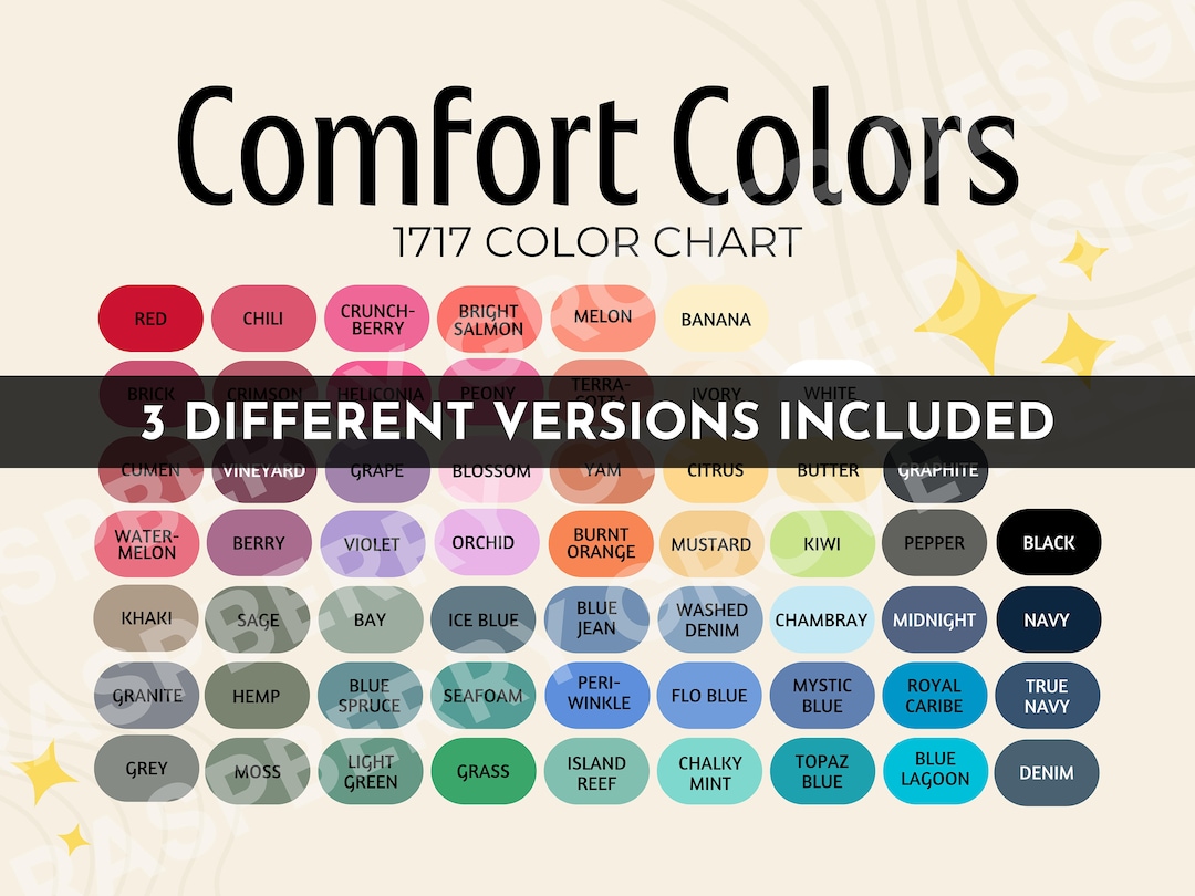 Comfort Colors Color Chart Comfort Colors 1717 Swatch Mockup - Etsy