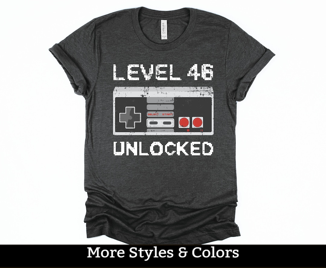 46th Birthday Shirt for Him Men, 46 Birthday Gift, Level 46 Unlocked ...