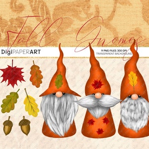 Fall Clipart, Gnomes Clip Art, Fall Leaves, Oak Leaves and Acorns ...