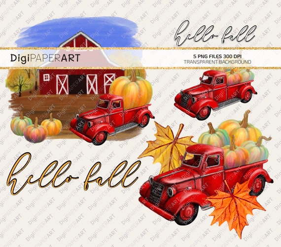 Fall PNG Thanksgiving Red Truck Clipart Barn PNG Farm - Etsy