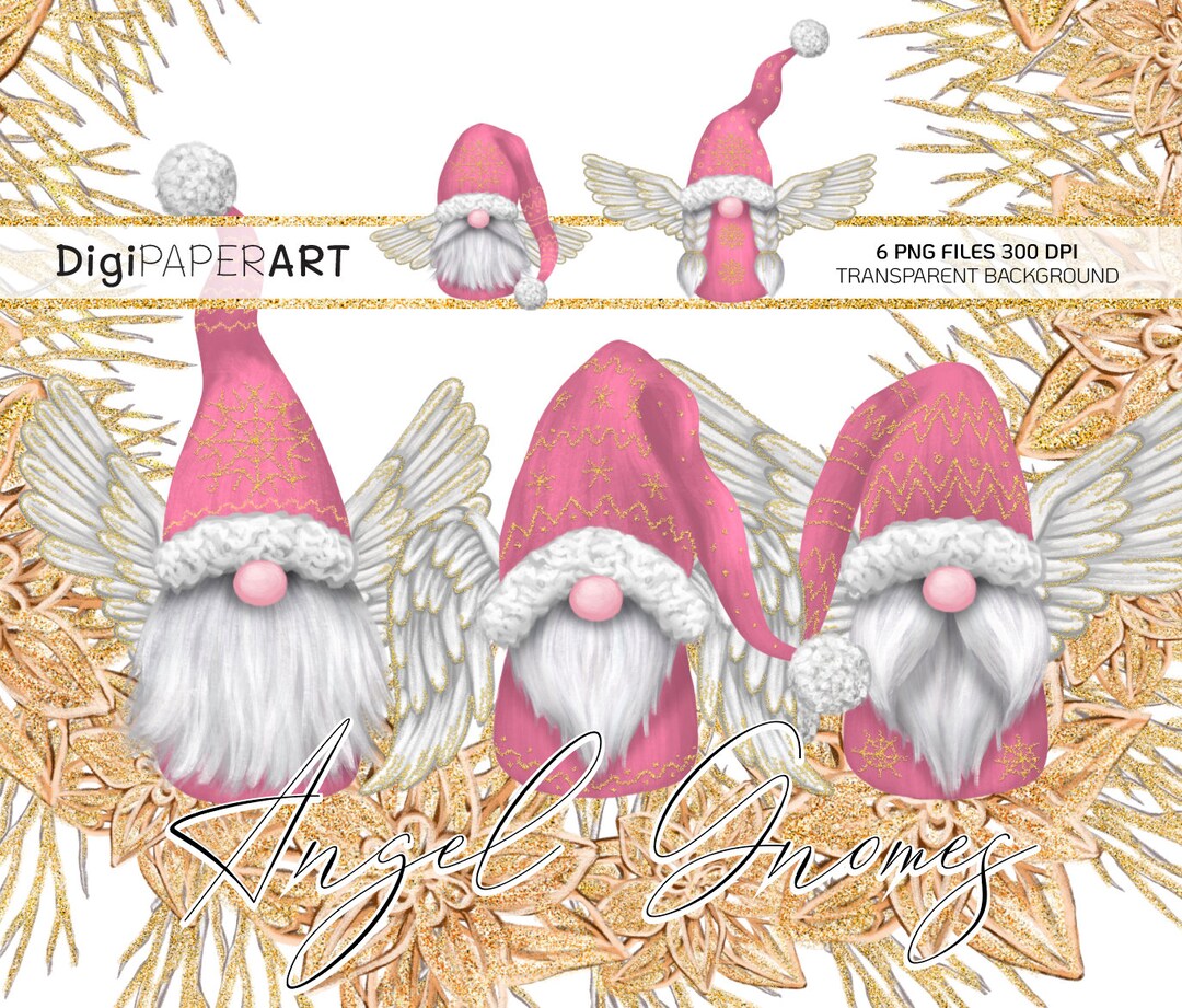 Pink Angel Gnomes, Christmas Wreath PNG Clipart, Scandinavian Hand ...