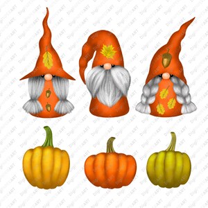 Fall Gnome Clipart, Pumpkin Clip Art, Scandinavian Gnome Clipart ...