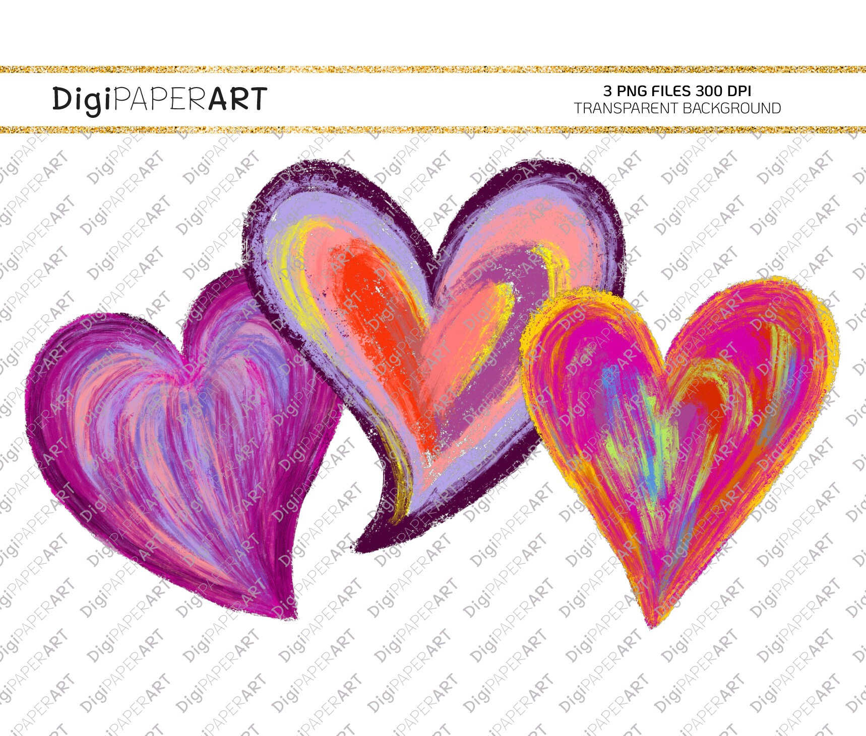 Valentine's Hearts PNG Colored Hearts Sublimation | Etsy