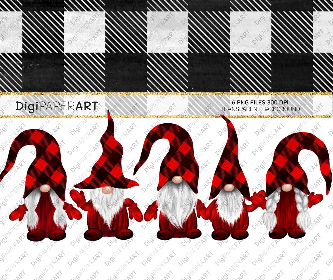 Gnome PNG Christmas PNG Buffalo Plaid Gnomes Clipart | Etsy