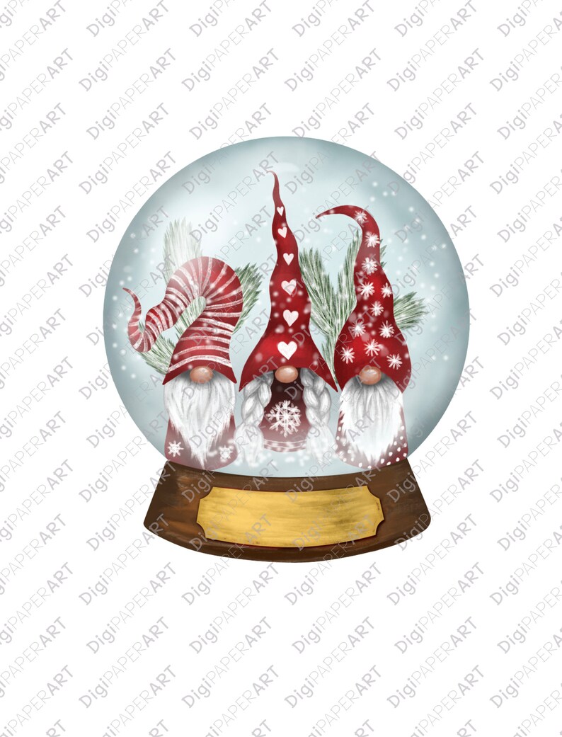 Snow Globe PNG Watercolor Gnomes Clipart Hand Drawn - Etsy