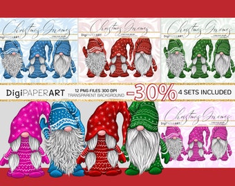Scandinavian Christmas Gnomes Clipart Bundle Nordic Gnomes | Etsy
