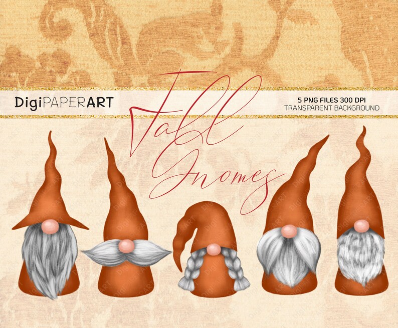 Fall Gnomes Clipart Autumn Gnomes Clip Art Scandinavian - Etsy
