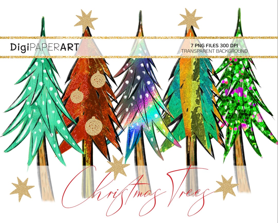Christmas Tree PNG Clipart, Holiday Christmas Tree Set, Glitter ...