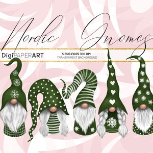 Scandinavian Gnome Clipart, Christmas Gnomies Clipart, Nordic Gnomes ...