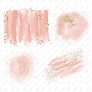 Blush Pink Gold Glitter PNG, Watercolor Backgrounds, Splatter ...
